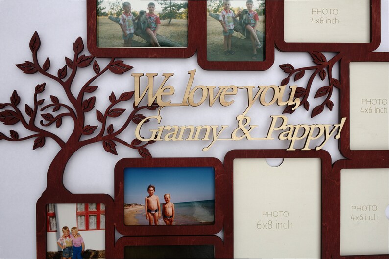 Personalised tree picture frame set Cherry color Wedding | Etsy