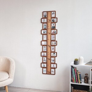 Wooden Growth Chart for Kids Room Decor With 22 Picture Frames Nursery ...