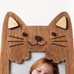 Personalized Cat Shaped Photo Frame Custom Color Nursery Decor Wooden ...
