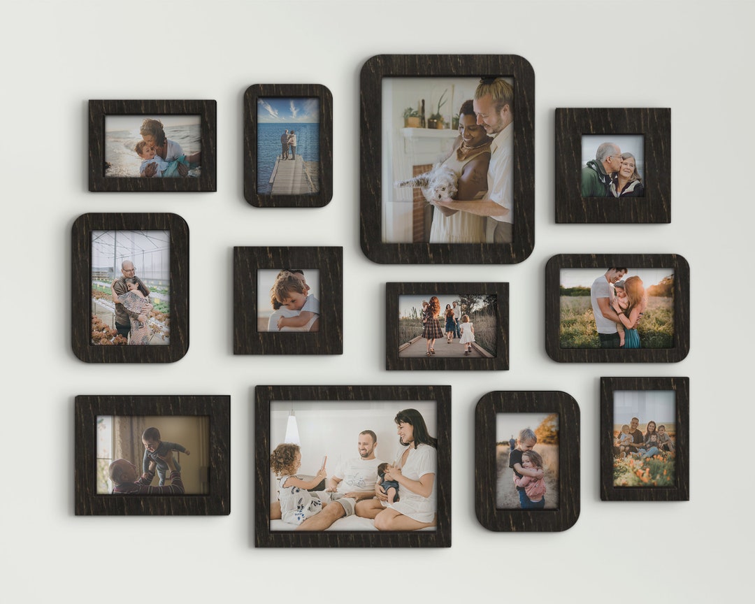 Set of 12 Picture Frames Family Picture Frame Collage Wood Wall Mounted ...