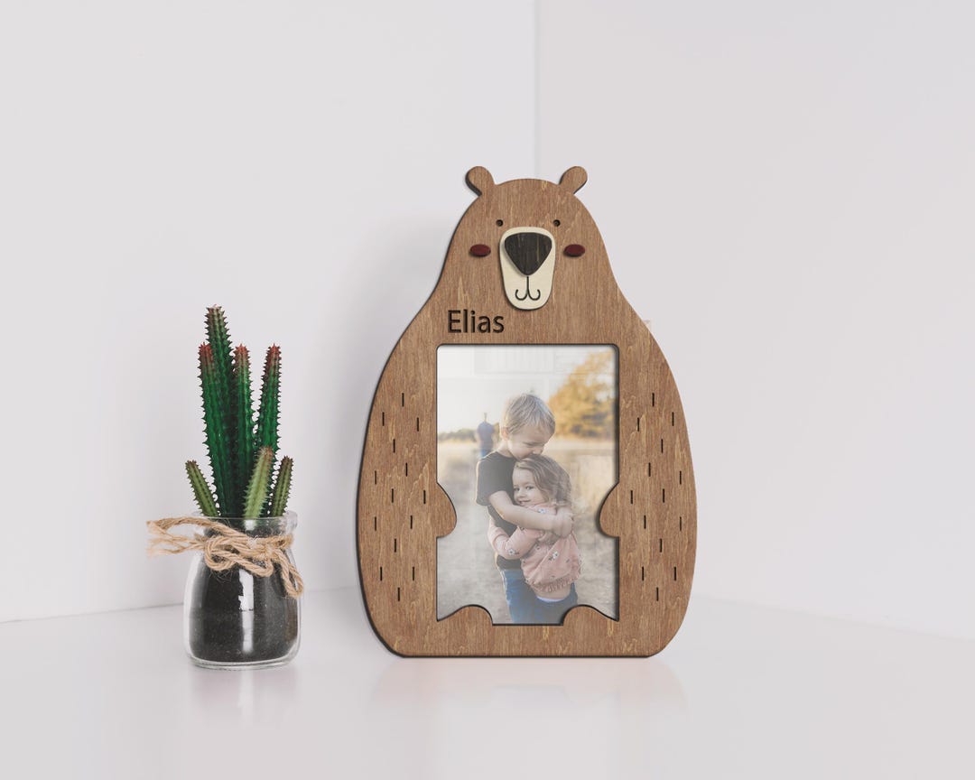 Personalized Bear Picture Frame - Wooden First Mom Gift, Baby Boy/girl ...
