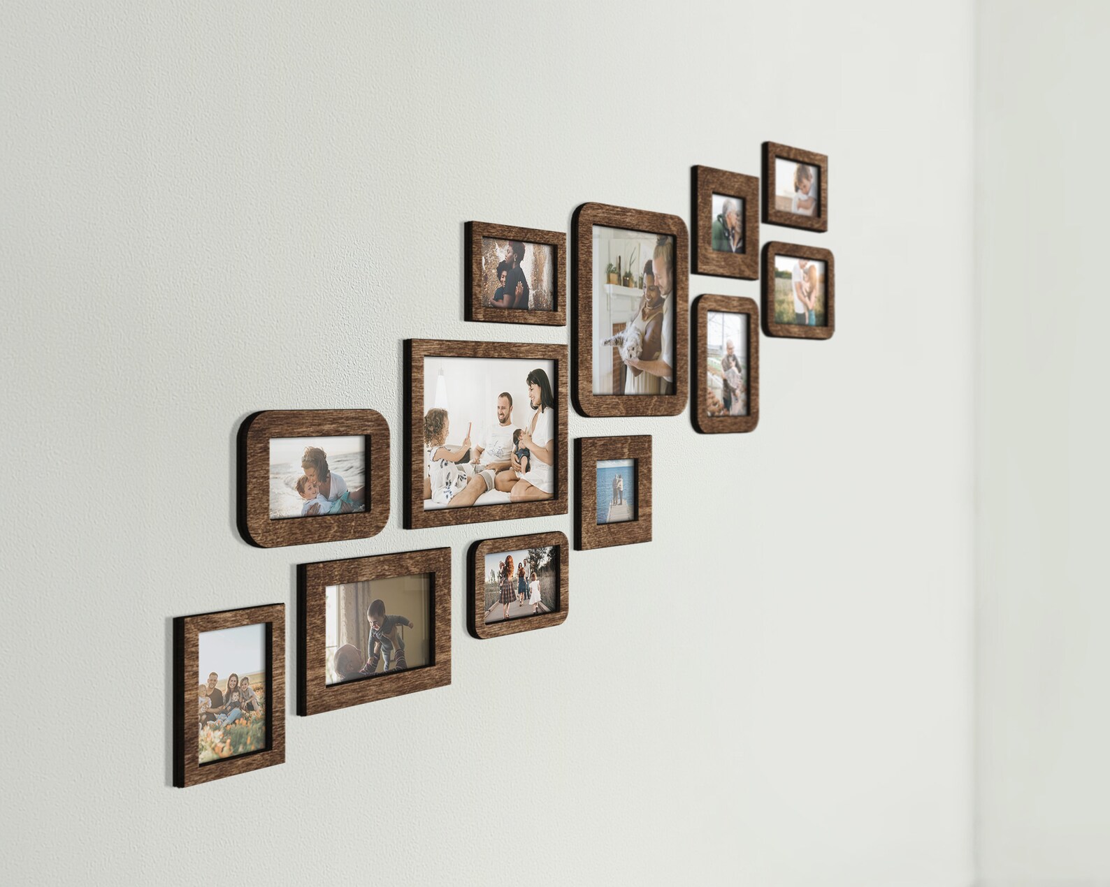 12 Piece Staircase Photo Frame Set Wooden Home Decor Stairway Gallery ...