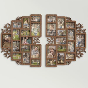 Wall-mounted Photo Frame Collage Split in Two Family Wall Decor Family ...