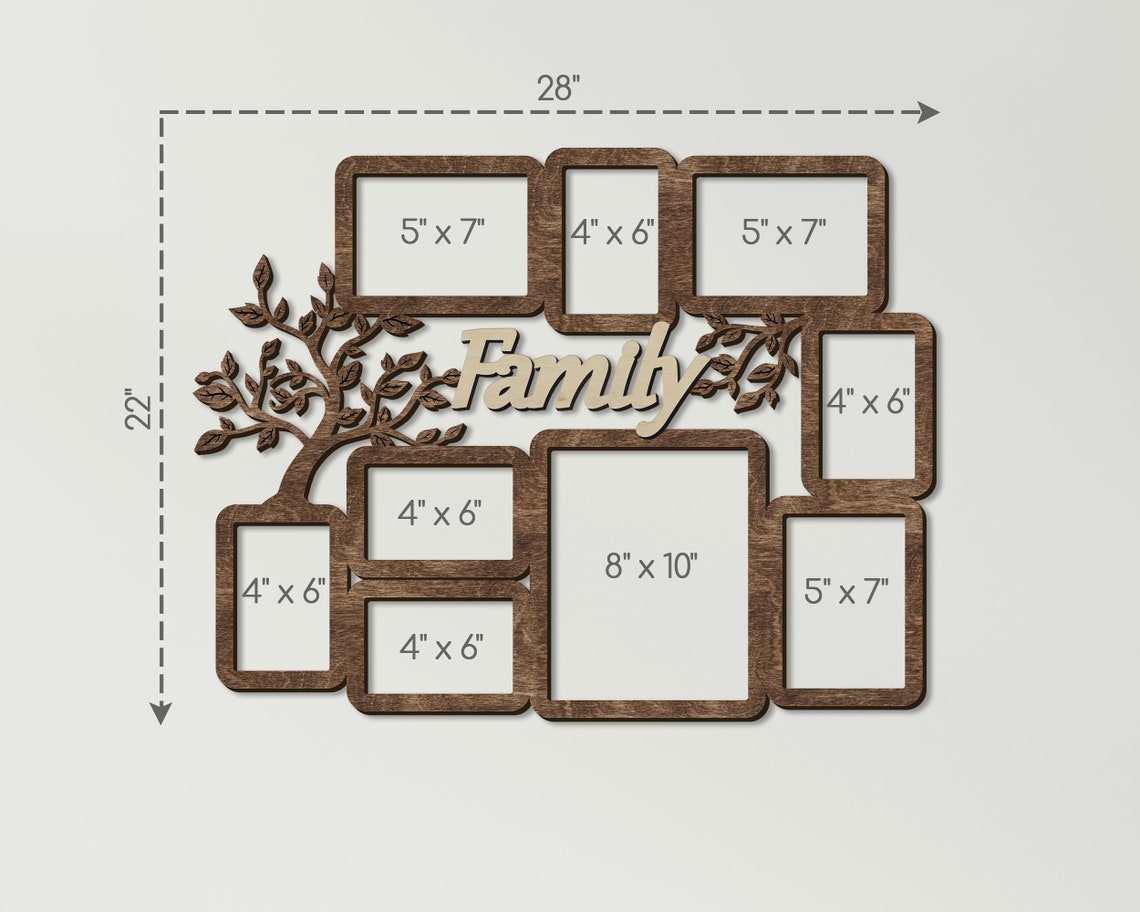 Wooden Picture Frame Collage Family Tree Wall Decor Rustic Wall Gallery ...