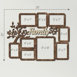 Wooden Picture Frame Collage Family Tree Wall Decor Rustic Wall Gallery ...
