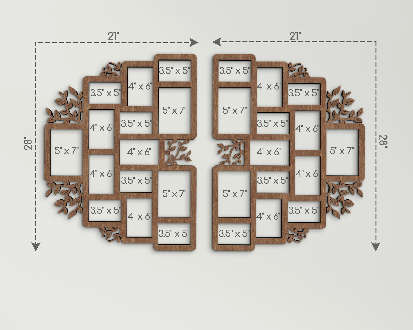 Wall-mounted Photo Frame Collage Split in Two Family Wall Decor Family ...