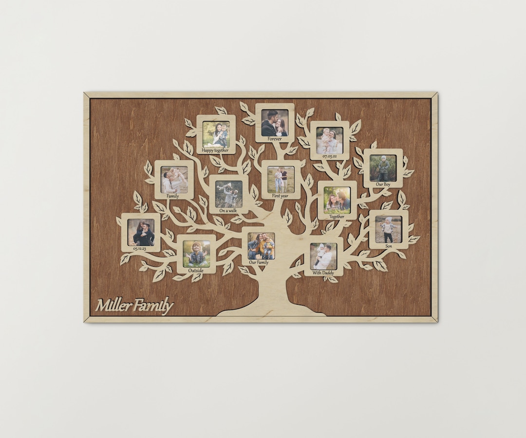 Personalized Family Tree Framed Wall Art Wooden Picture Frame Collage ...