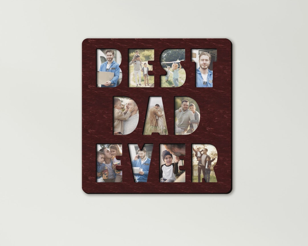 Custom Father's Day Gifts Best Dad Ever Sign Multi Photo Frame Collage ...
