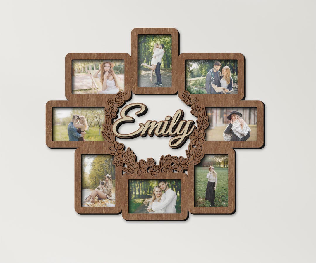 Floral Wreath Wooden Collage Frames Playroom Decor Personalized Name ...