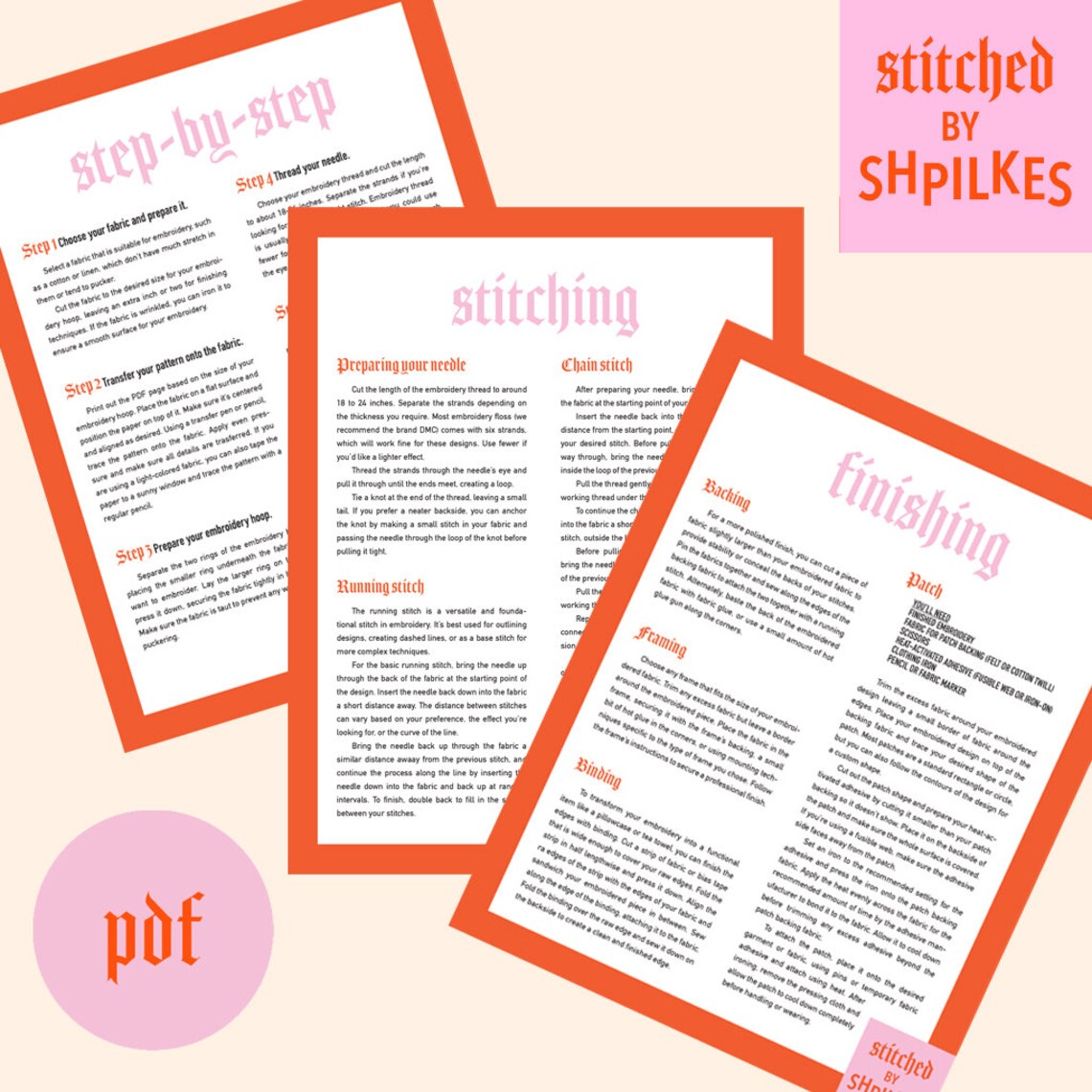 Red Panda Floral Embroidery Pattern Design PDF, Intermediate Embroidery ...