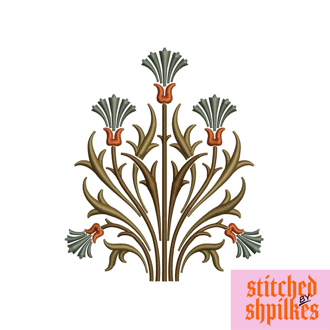 Antique Floral Emblem Embroidery Design Files - Etsy