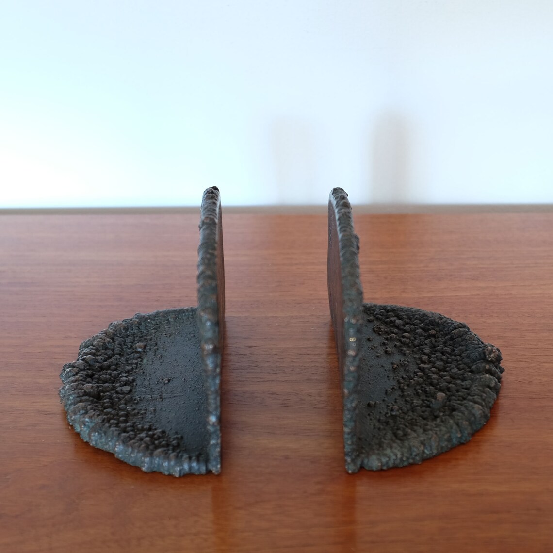 Unusual Bronze Brutalist Bookends, Mid Century Bookends, Vintage Bibliophile, Retro Gift ...