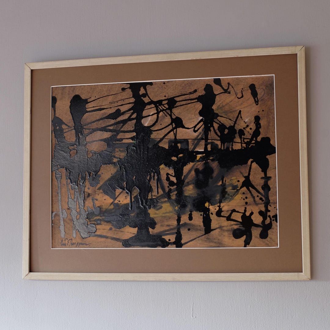 Vintage Swedish Abstract Expressionist Painting, Mid Century Oil ...