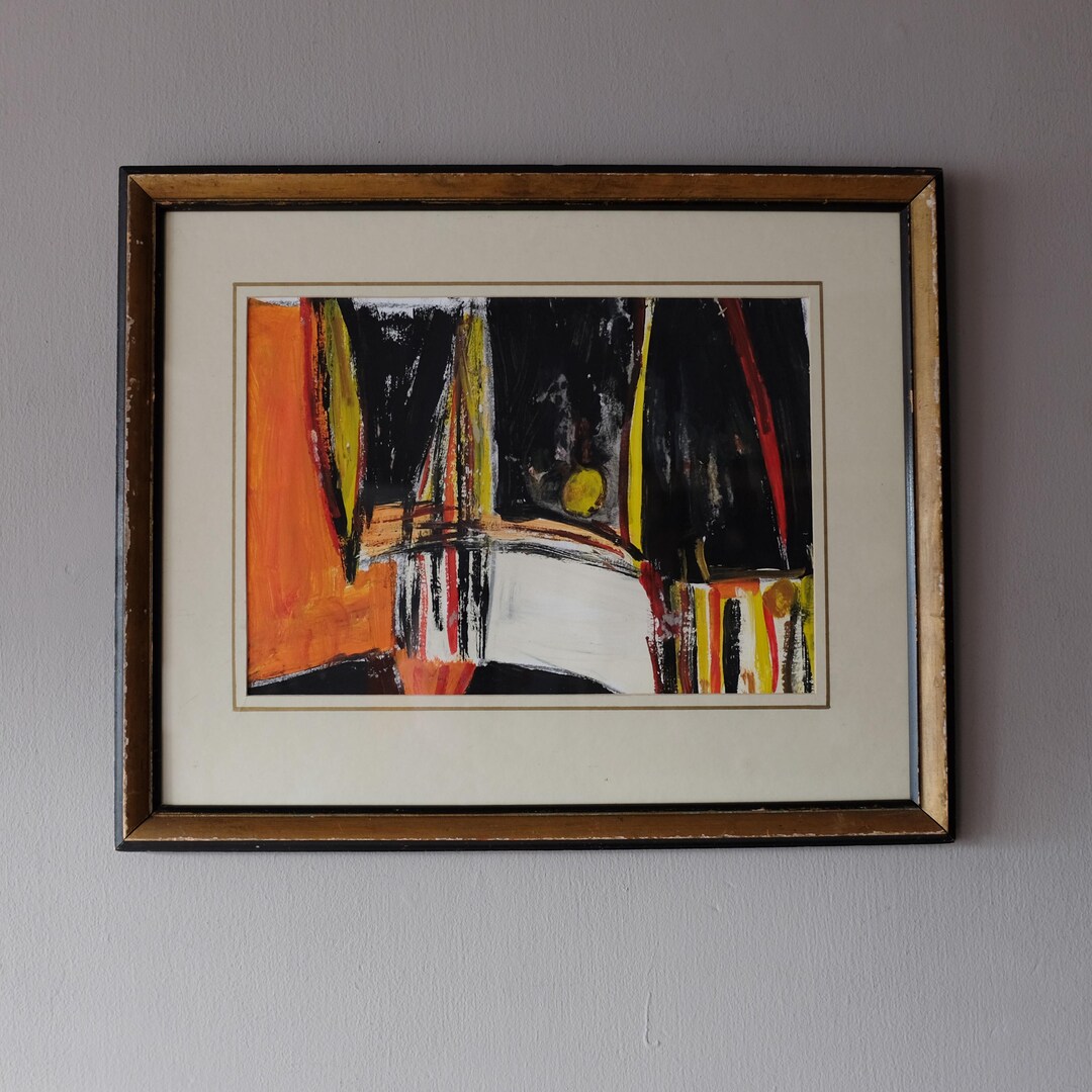 Vintage British Abstract Painting, Mid-century Abstract, Modern British ...