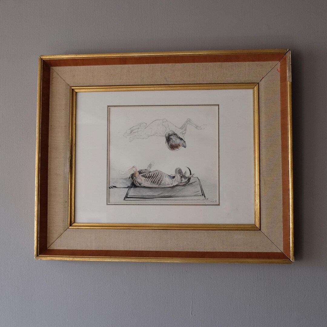 Vintage Surrealist Drawing, Mid-century Drawing, Original Artists ...
