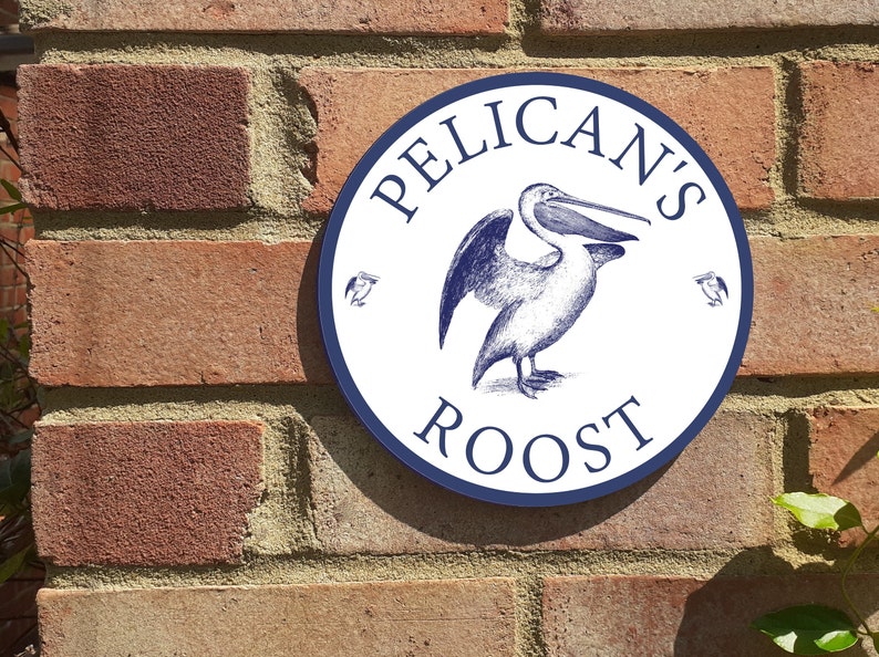 Pelican House Sign Personalised Beach House Name Number Address Plaque ...
