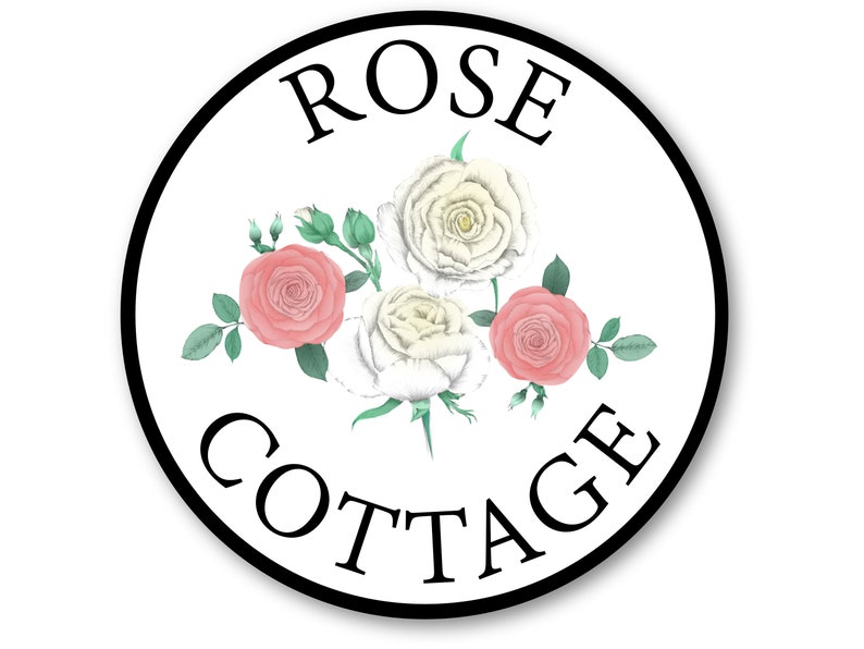 Rose House Sign Number Name Address Cottage Sign House | Etsy