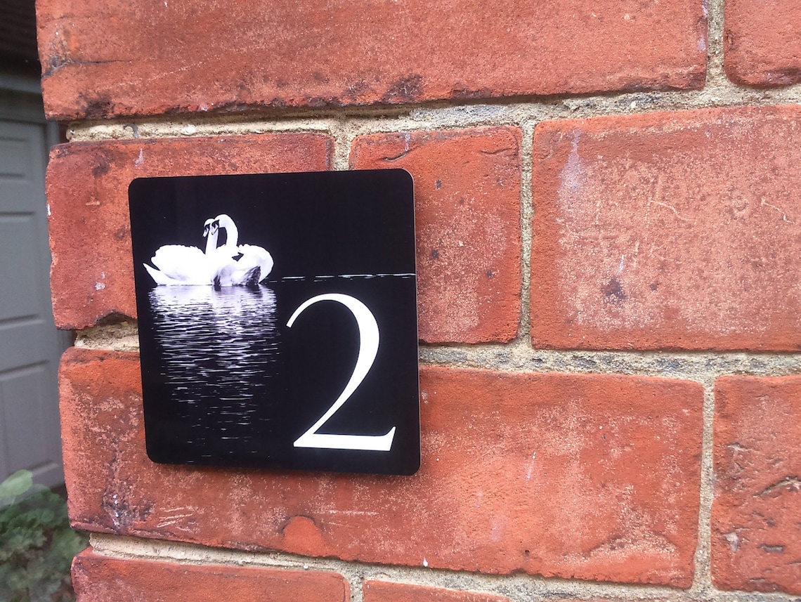 Swans House Sign Personalised Aluminium House Number Address | Etsy