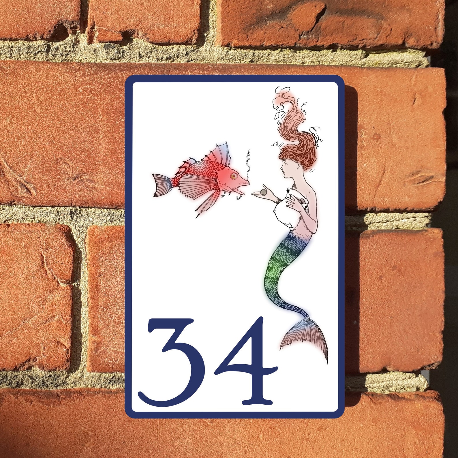 Mermaid House Sign, Number, Name, Address, Cottage Sign, Aluminium ...