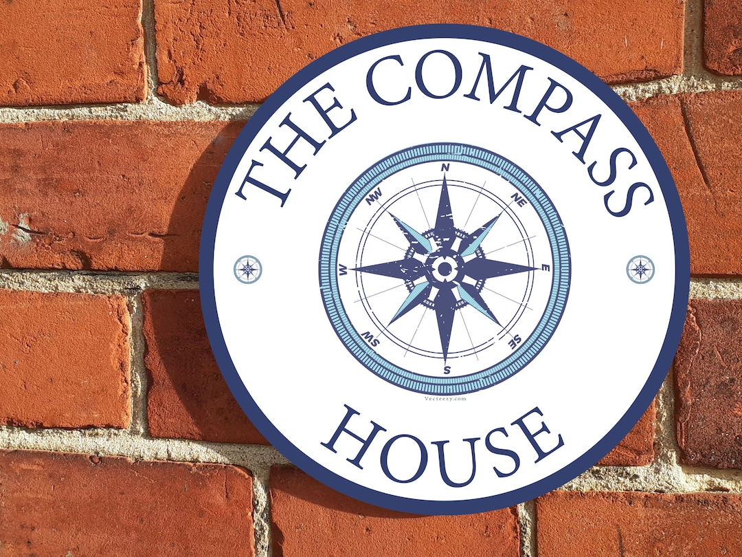 Personalised Compass House Sign: Retro Nautical Decor, Beach House ...
