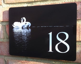 Swans House Sign Personalised Aluminium House Number Address | Etsy