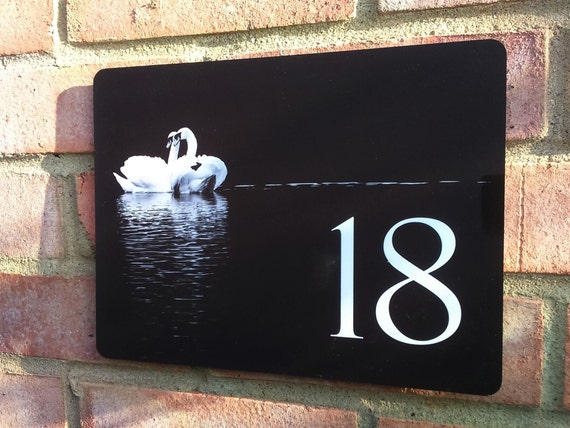 Swans House Sign Personalised Aluminium House Number Address | Etsy