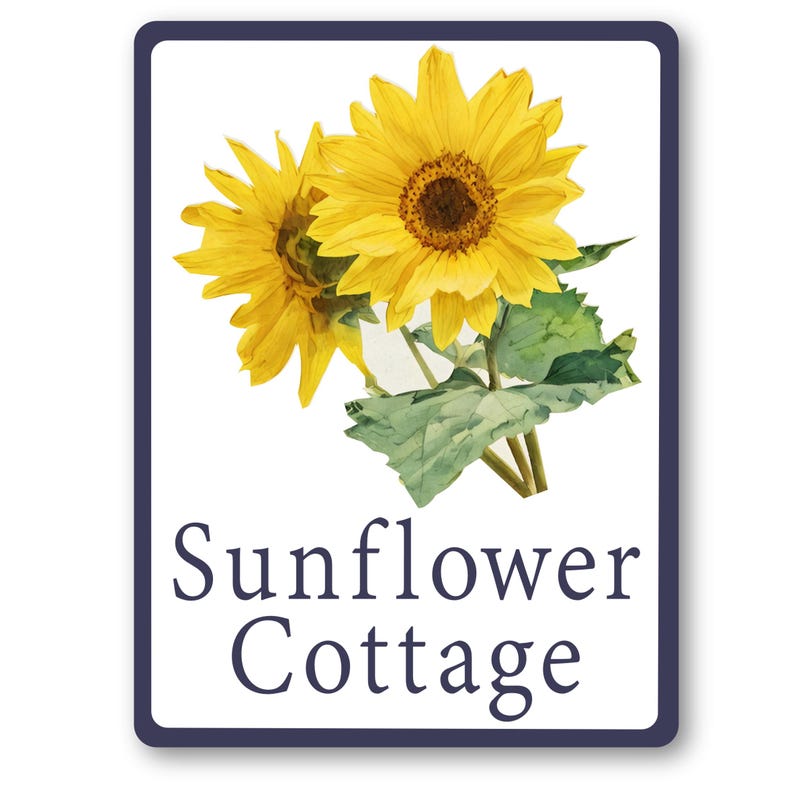 Sunflower House Sign Personalised Floral Address Plaque - Etsy
