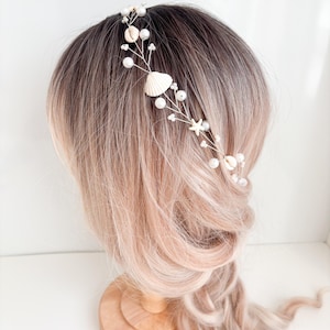 Seashell Bridal Hair Vine With Pearls and Starfish - Beach Wedding Hair ...