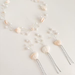 Seashell Bridal Hair Vine With Pearls and Starfish - Beach Wedding Hair ...