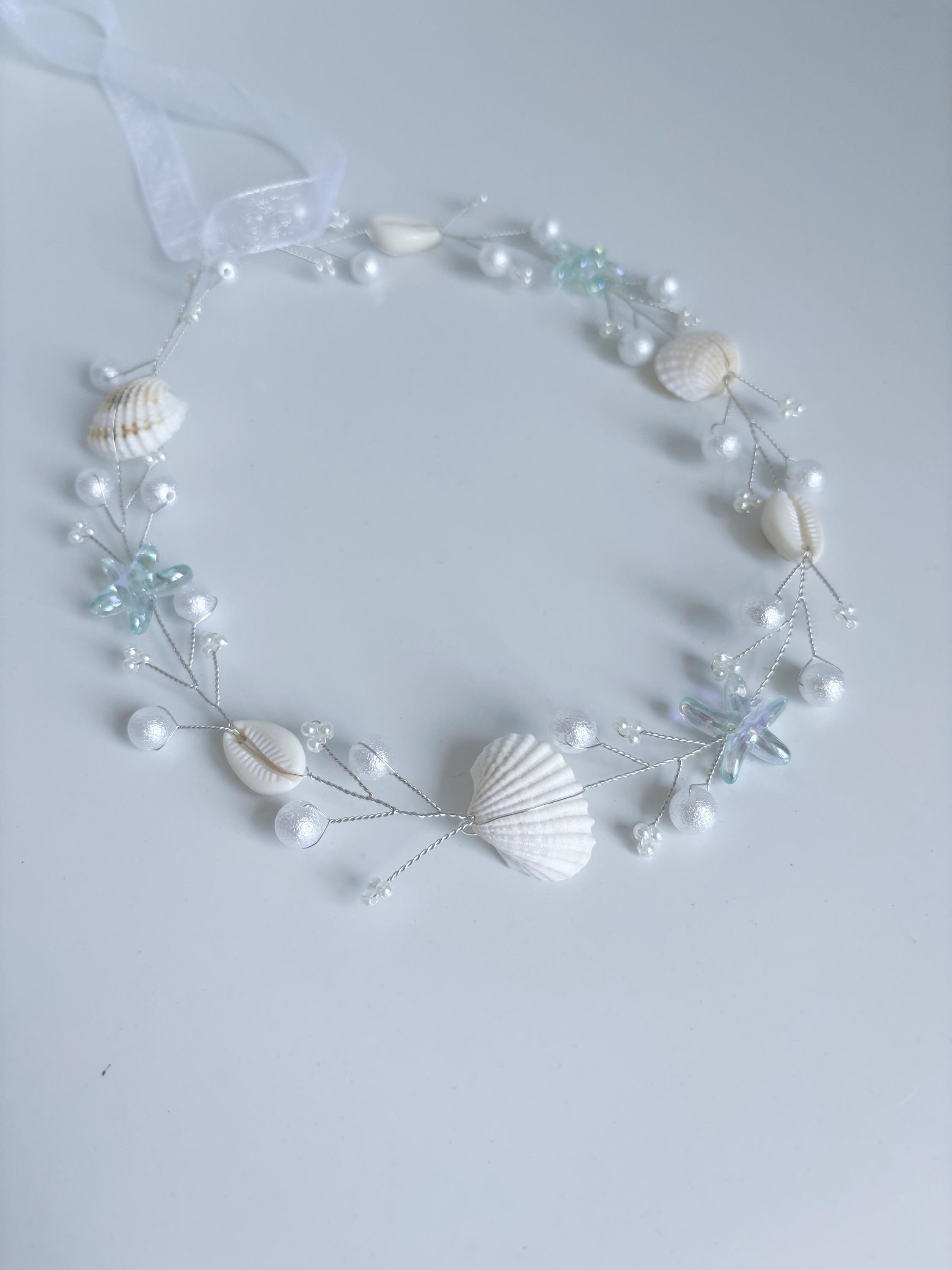 Mermaid Bridal Hair Vine: Seashells, Pearls & Iridescent Ribbon - Etsy