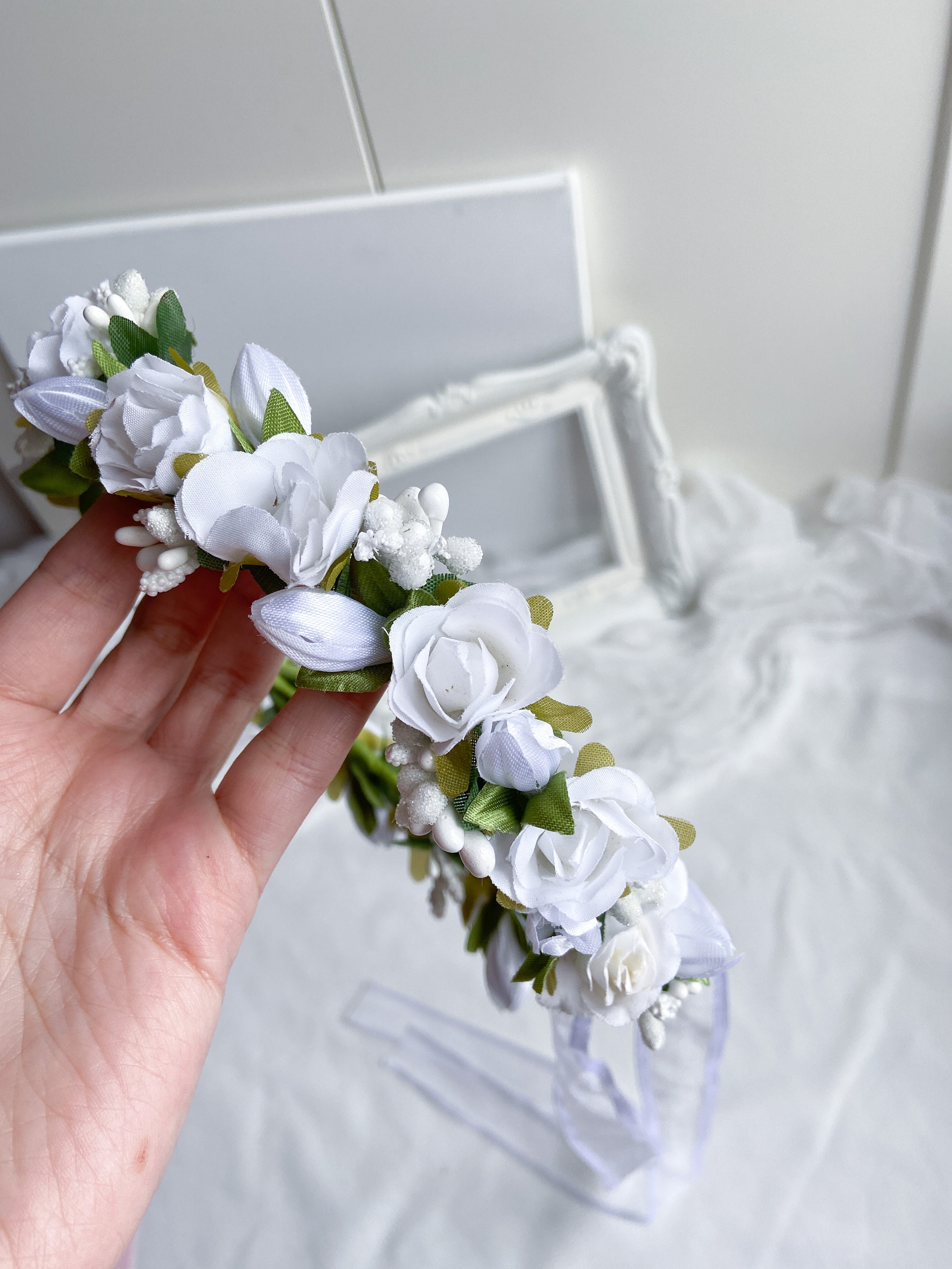 First Communion Headpiece White Flower Crown | Etsy