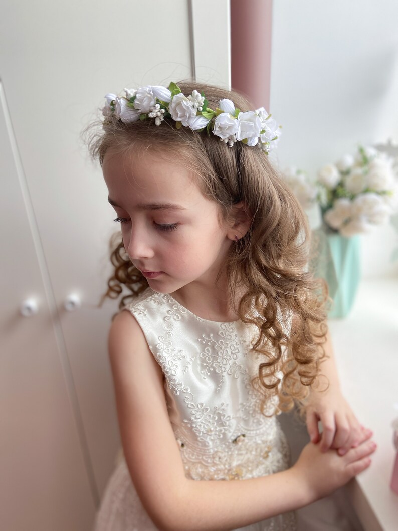 First Communion Headpiece White Flower Crown for Wedding - Etsy