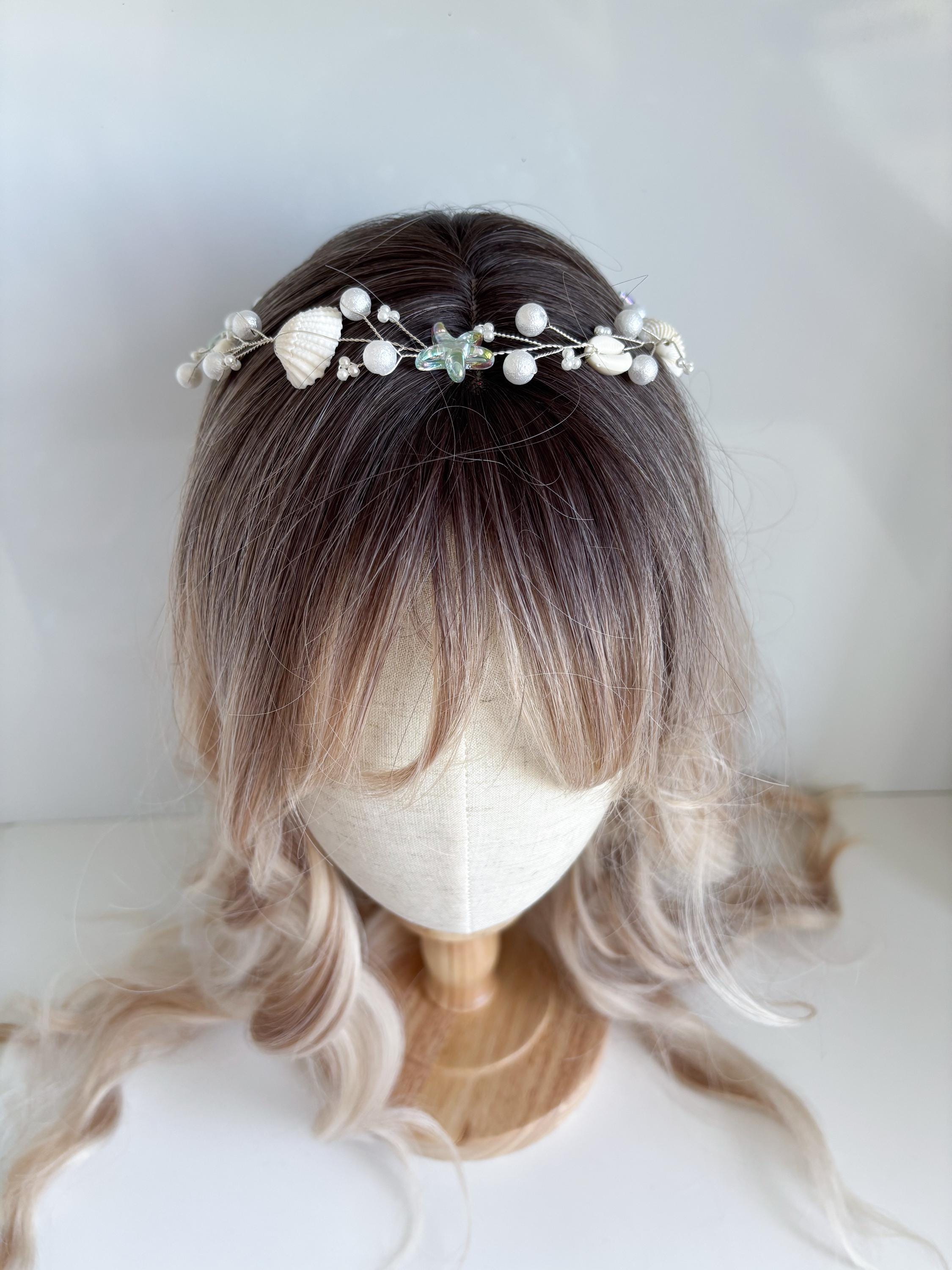 Mermaid Bridal Hair Vine: Seashells, Pearls & Iridescent Ribbon - Etsy