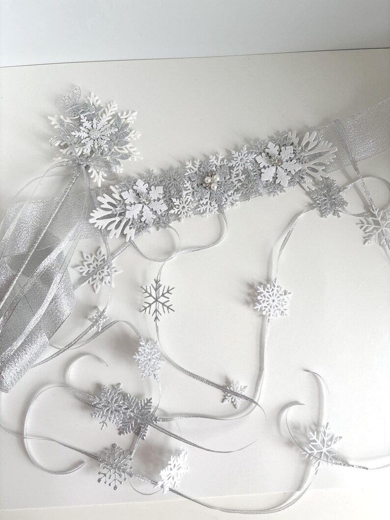 Snowflake Pearl Crown Headpiece With Wand and Sash – Winter Queen ...