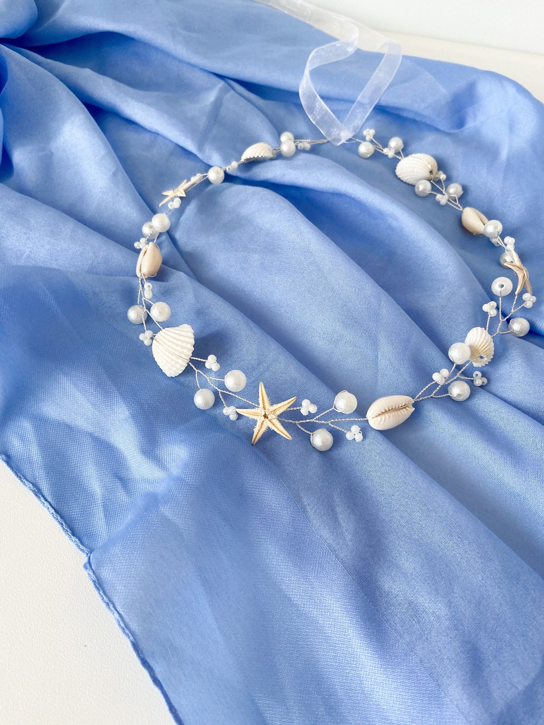 Seashell Bridal Hair Vine With Pearls and Starfish - Beach Wedding Hair ...