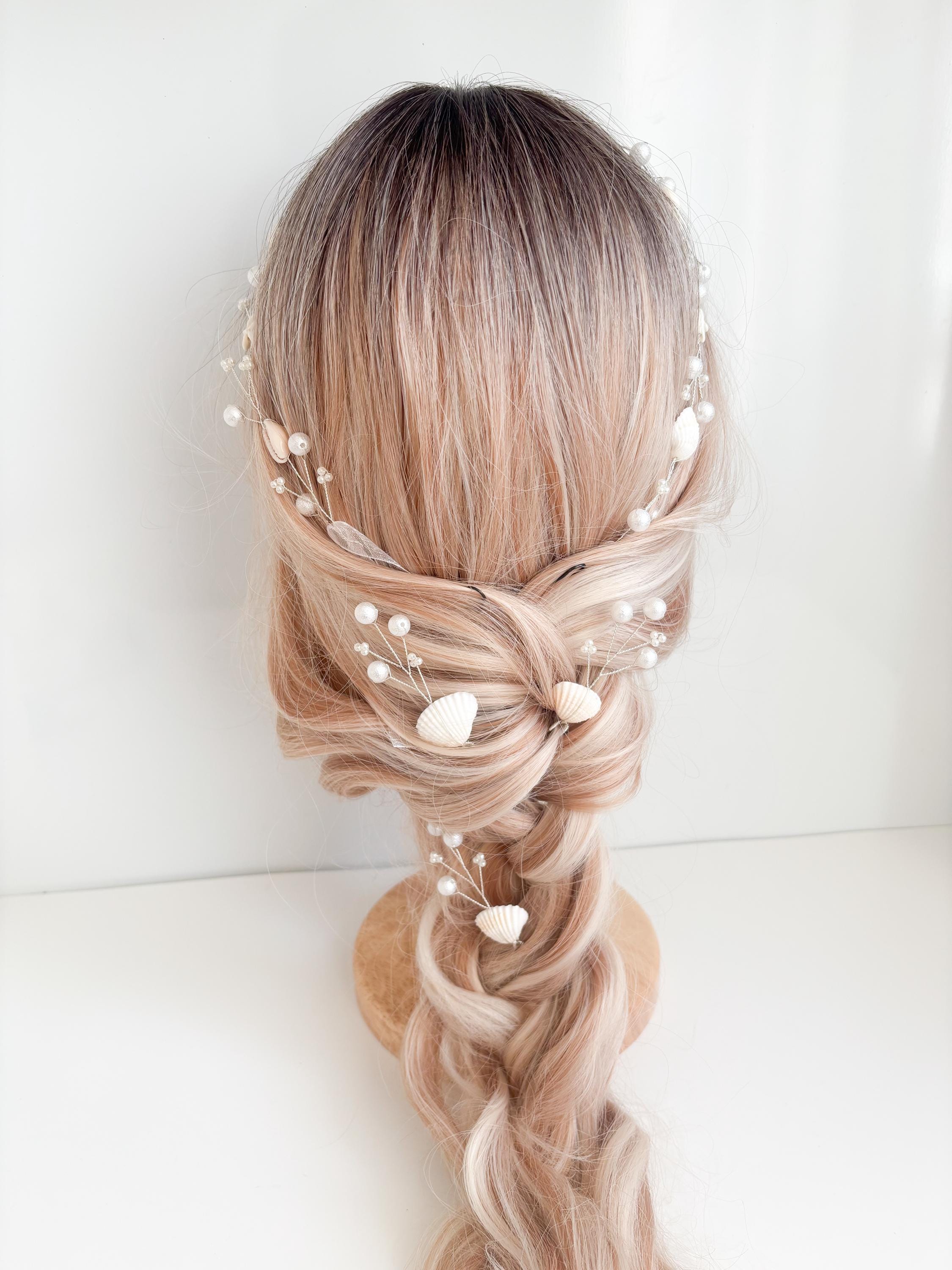 Seashell Bridal Hair Vine With Pearls and Starfish - Beach Wedding Hair ...
