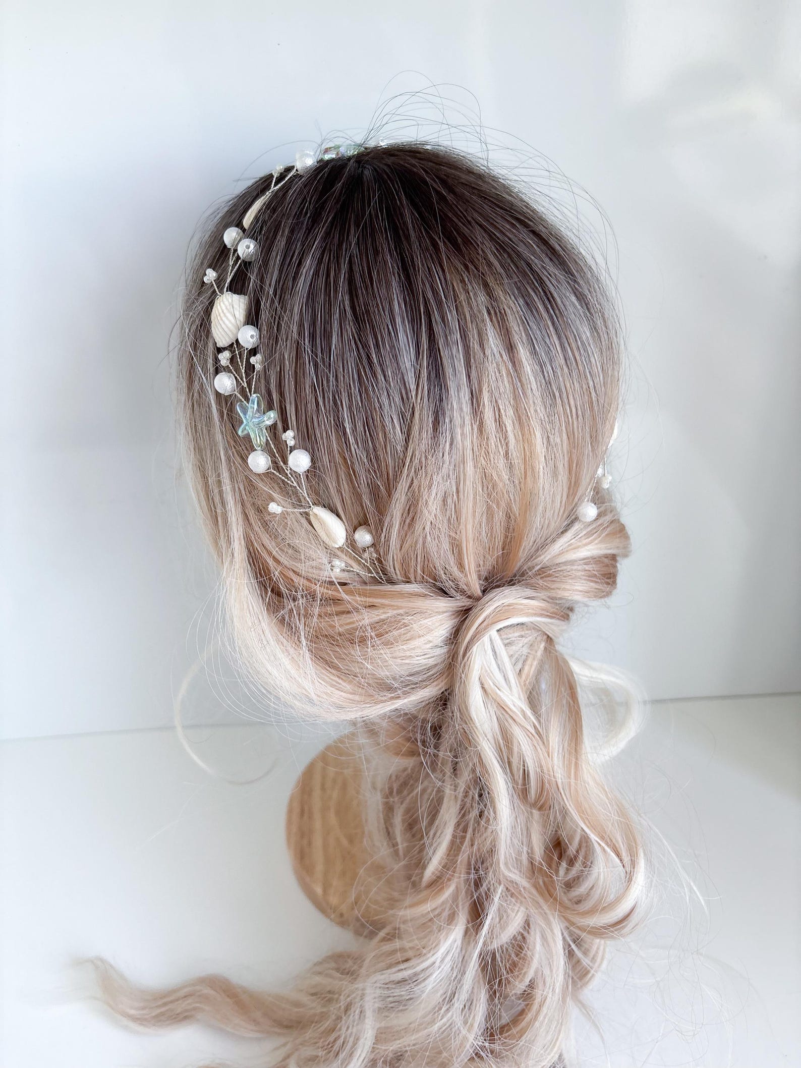 Mermaid Bridal Hair Vine: Seashells, Pearls & Iridescent Ribbon - Etsy