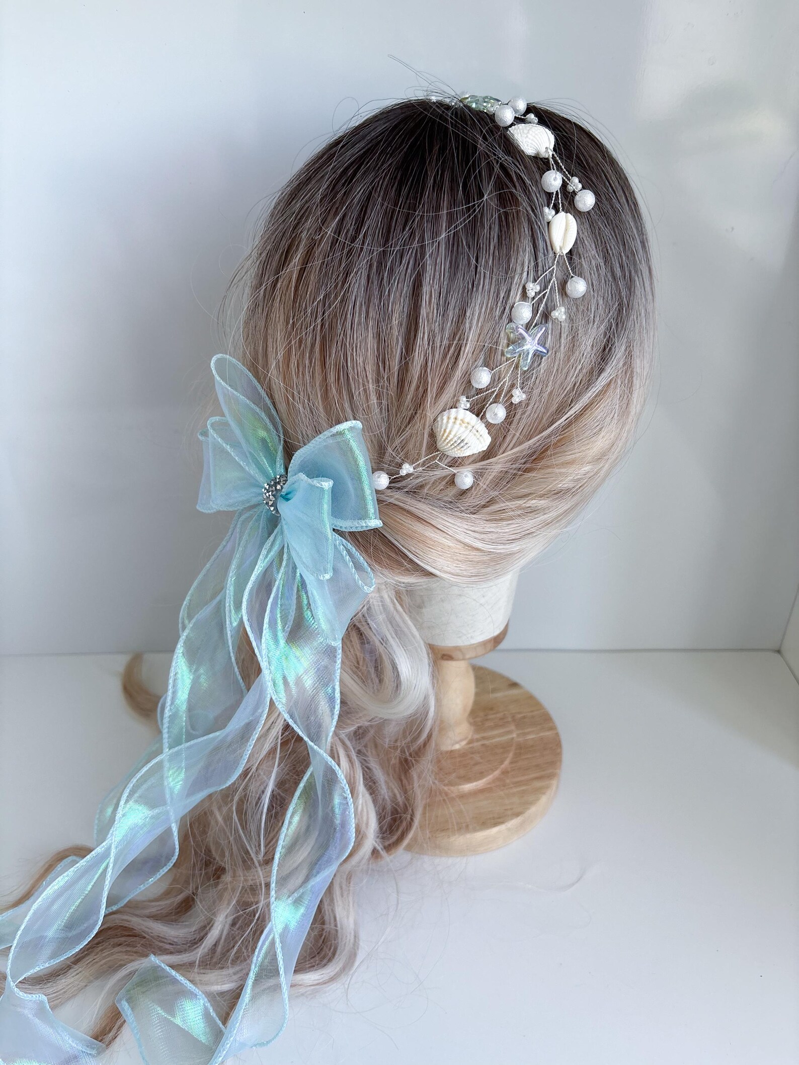 Mermaid Bridal Hair Vine: Seashells, Pearls & Iridescent Ribbon - Etsy