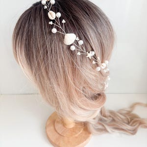 Seashell Bridal Hair Vine With Pearls and Starfish - Beach Wedding Hair ...
