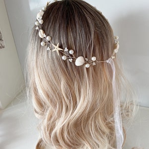 Seashell Bridal Hair Vine With Pearls and Starfish - Beach Wedding Hair ...
