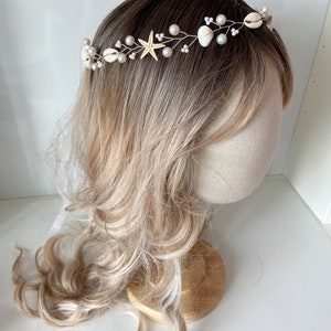 Seashell Bridal Hair Vine With Pearls and Starfish - Beach Wedding Hair ...