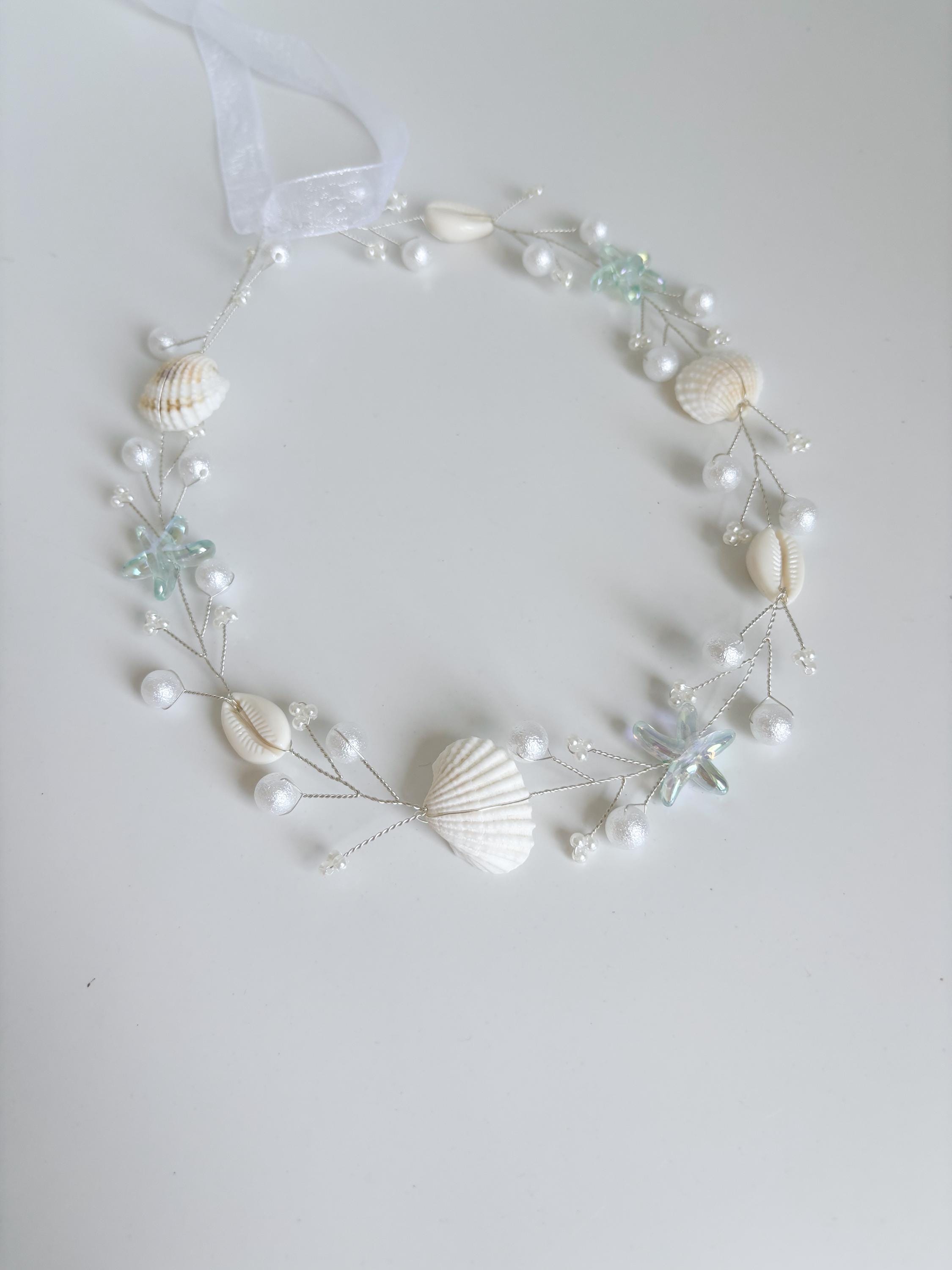 Mermaid Bridal Hair Vine: Seashells, Pearls & Iridescent Ribbon - Etsy