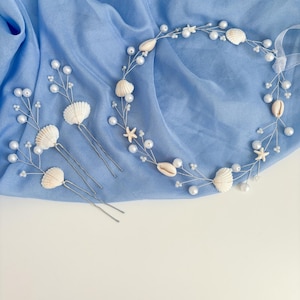 Seashell Bridal Hair Vine With Pearls and Starfish - Beach Wedding Hair ...