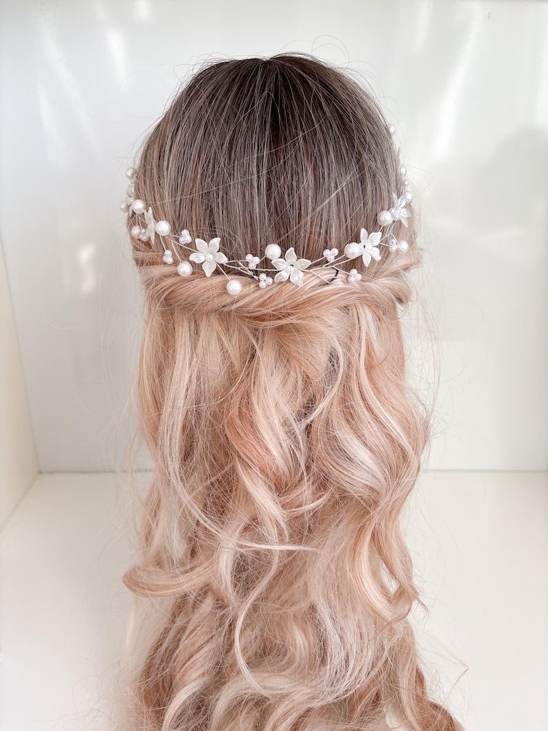 Pearl Bridal Hair Vine, Flower Headpiece, Wedding Headband - Etsy UK