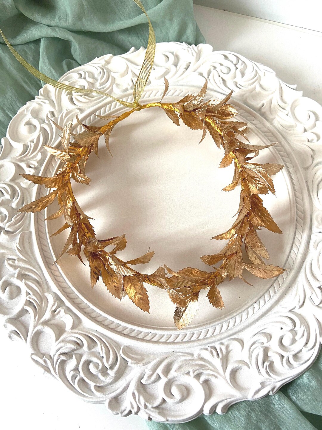 Golden Greek Goddess Crown - Laurel Leaf Wreath for Weddings and Events ...