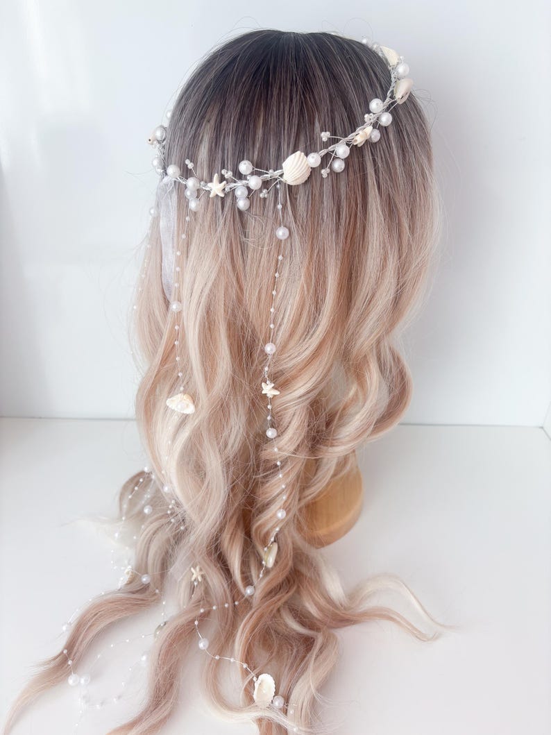 Seashell Pearl Bridal Headpiece – Beach Wedding Hair Vine With Starfish ...