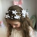 White Flower Cascade Crown, Floral Cascading Crown, Boho Wedding First ...