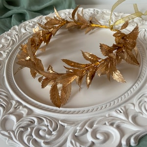 Handcrafted Laurel Leaf Crown - Gold Goddess Headband for Weddings ...