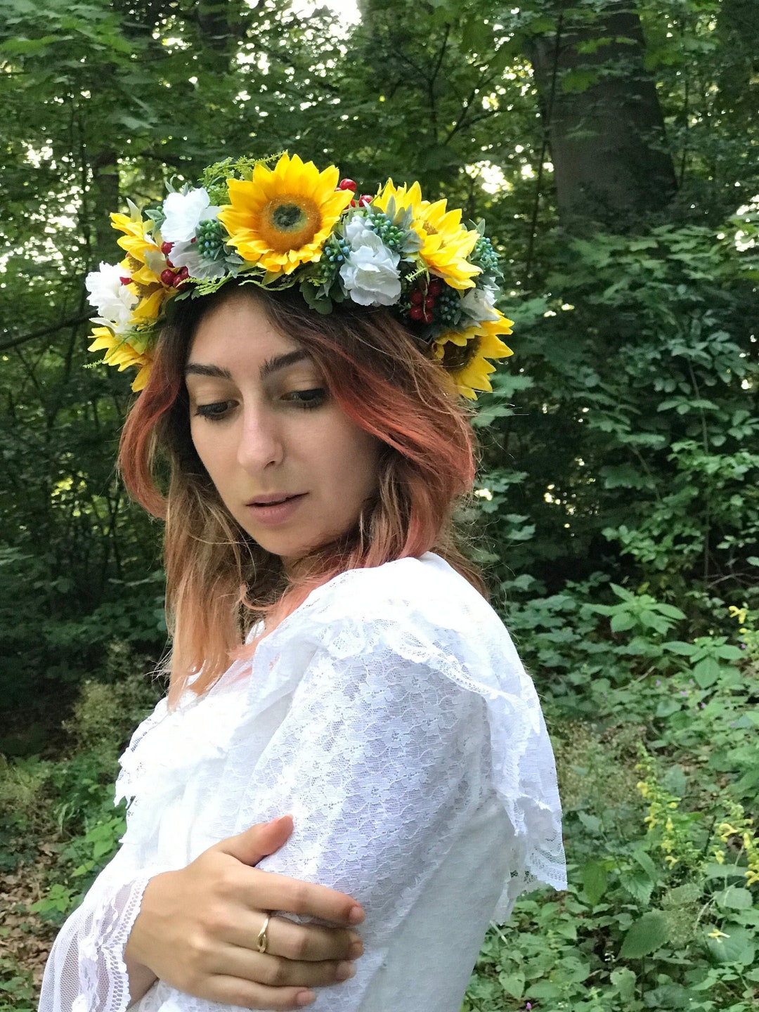 Sunflower Floral Headpiece for Festivals, Weddings, and Bridal Events ...