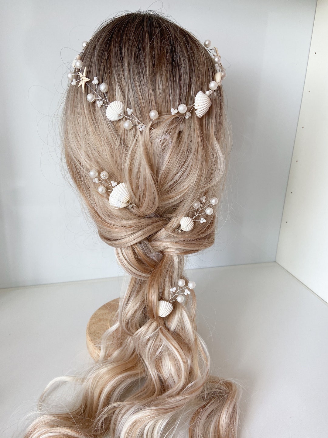 White Seashell Pearls & Starfish Wedding Hair Vine and Hair Pins - Etsy